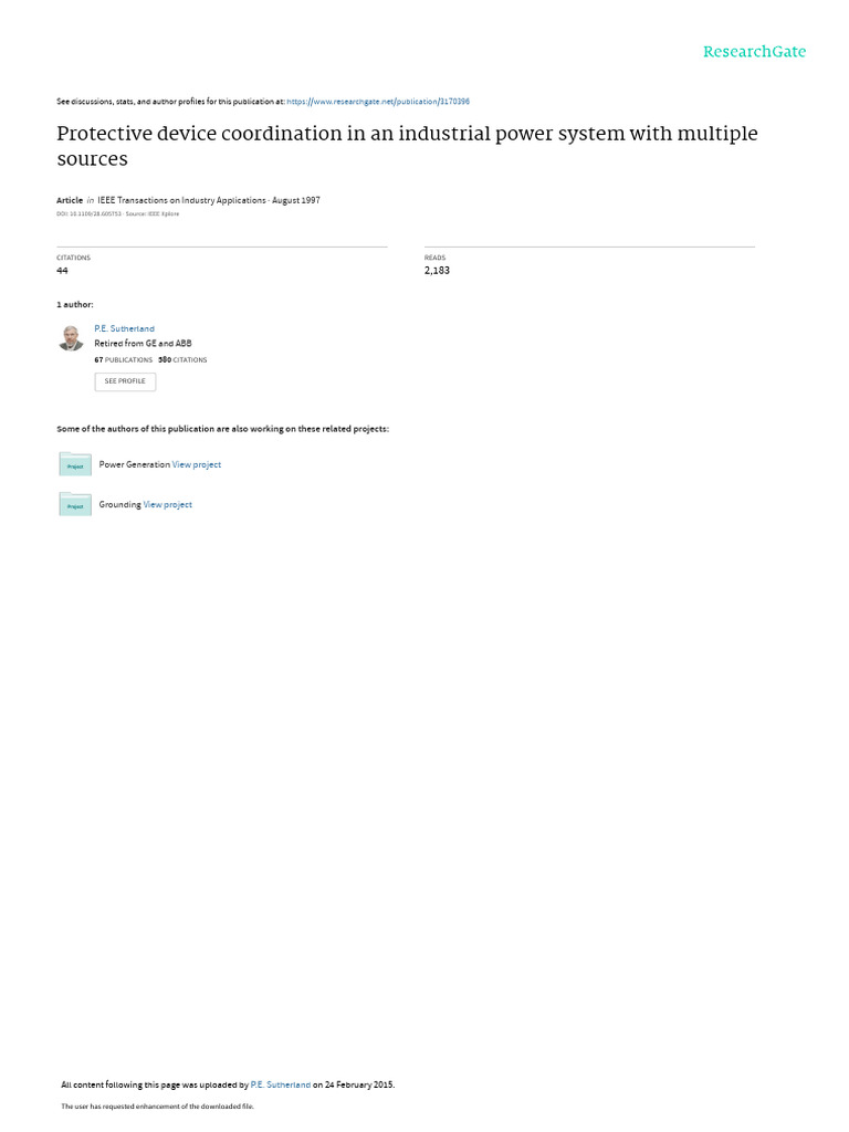 Protective Device Coordination in An Industrial Power System With ...
