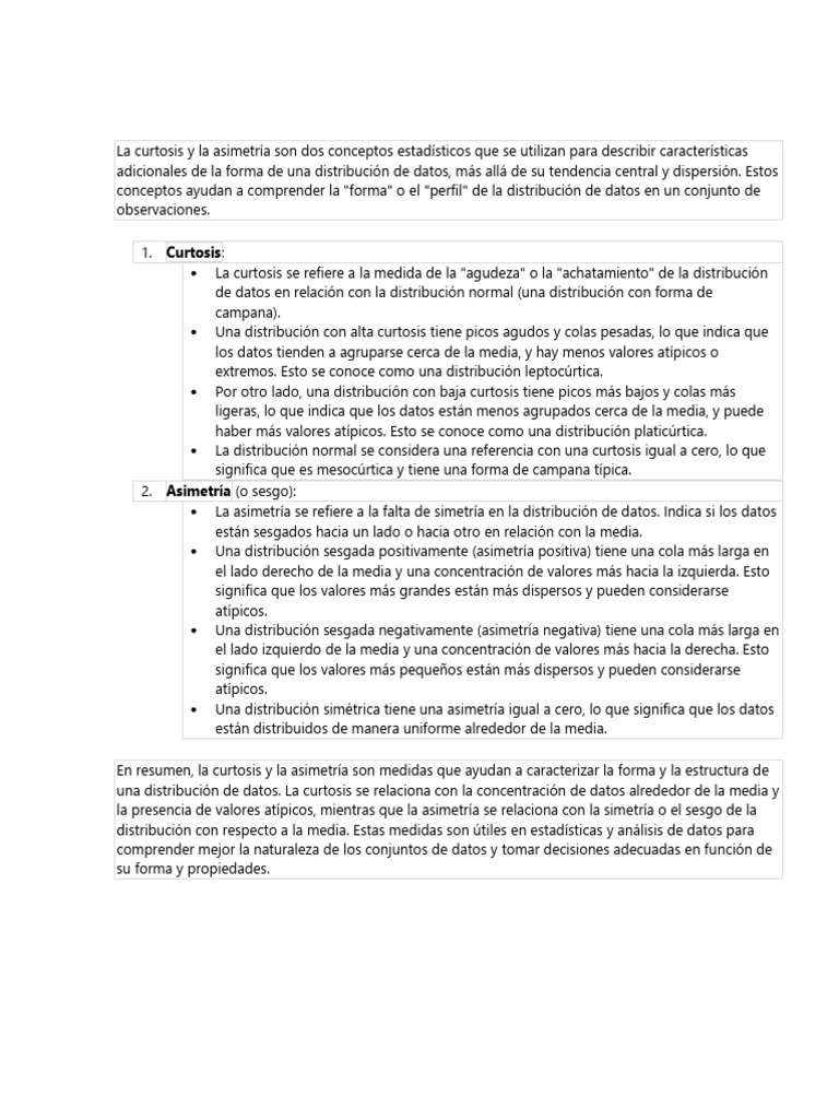 La Curtosis y La Asimetría | PDF | Oblicuidad
