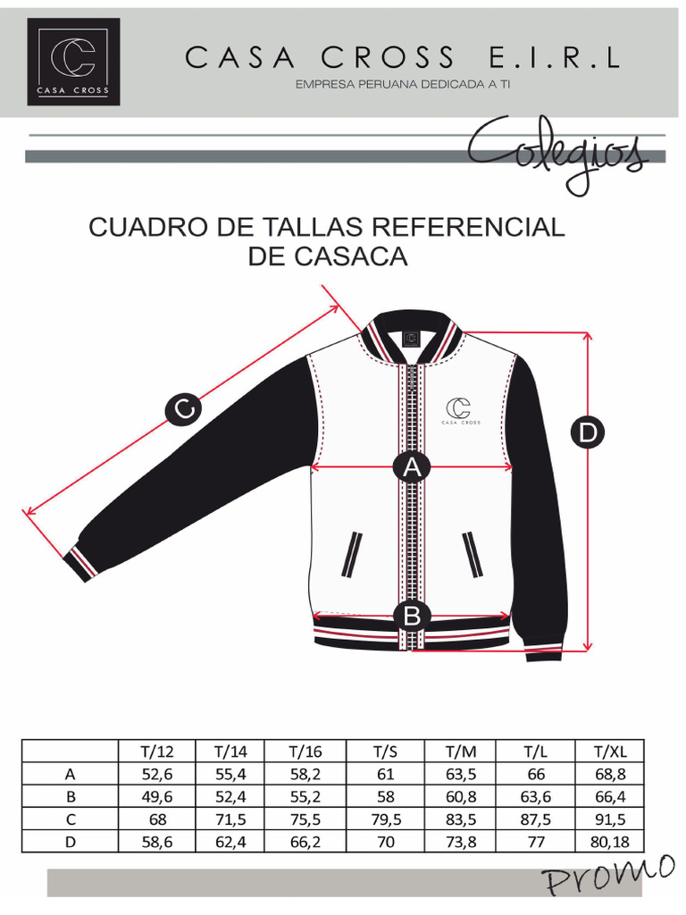 Tabla de Tallas Casaca | PDF