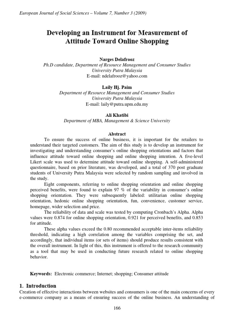 Developing An Instrument For Measurement | Download Free PDF | Online Shopping | Factor Analysis
