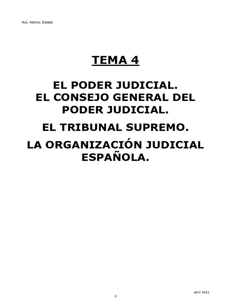 Tema 4 - Poder Judicial | PDF | Judicaturas | Jurisdicción