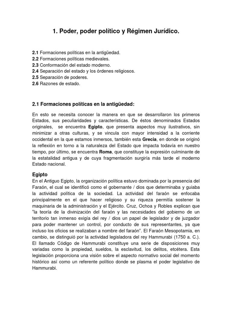 Poder, Poder Político y Régimen Jurídico | PDF | Separación de la ...