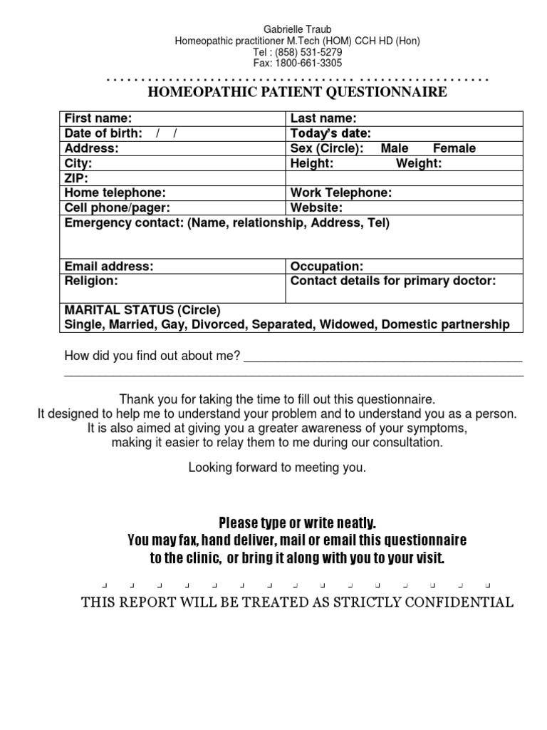 Homeopathy Questionnaire | PDF | Sexual Intercourse | Menopause