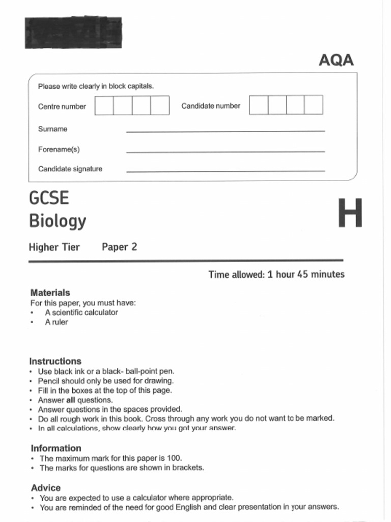 Biology Paper 2 | PDF