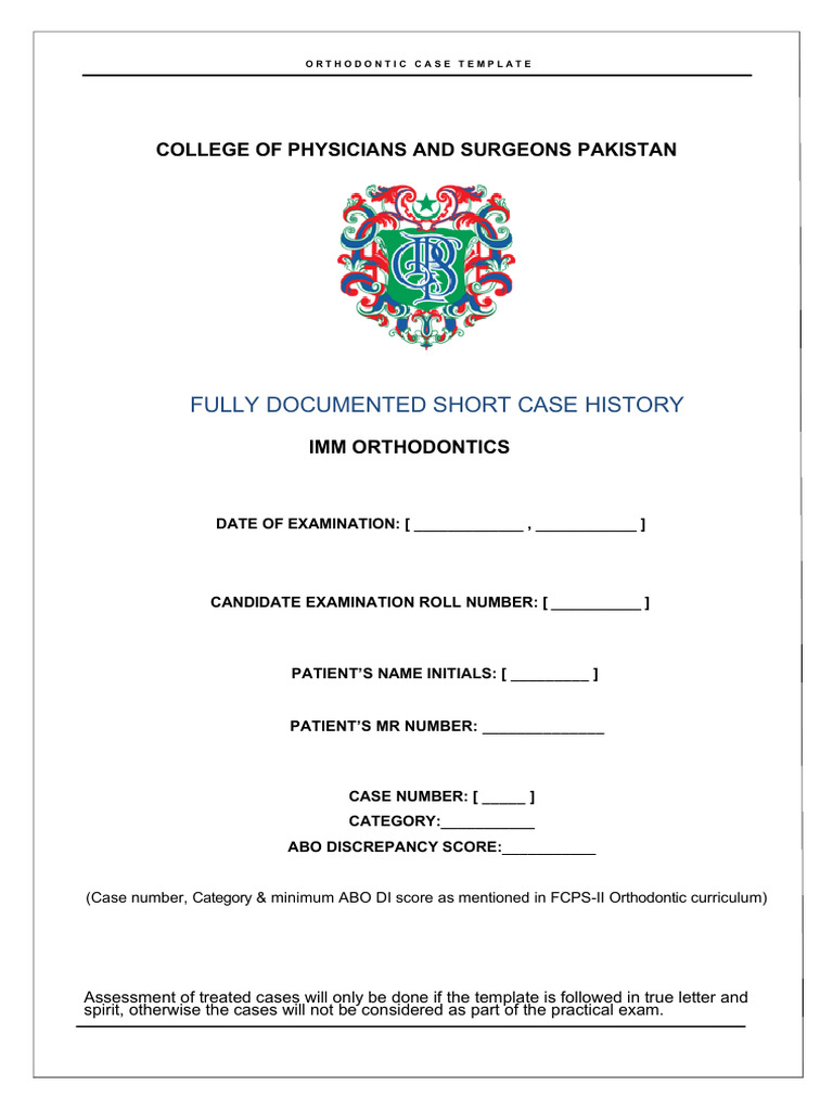 CPSP IMM Orthodontics-Template For Treated Cases of Candidates | PDF ...
