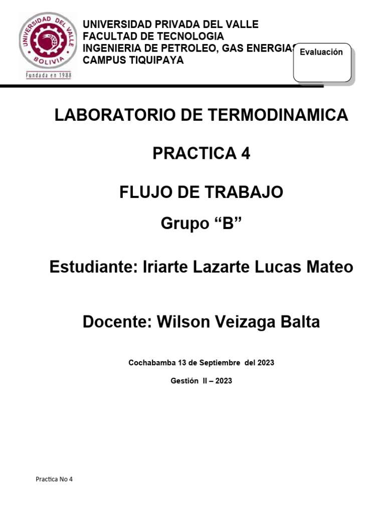 Lab Oratorio 4 | PDF | Bomba | Termodinámica