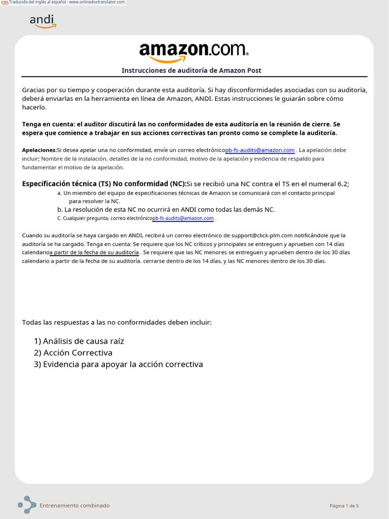 Amazon Post Audit Instructions For ANDI - En.es | PDF | Auditoría ...