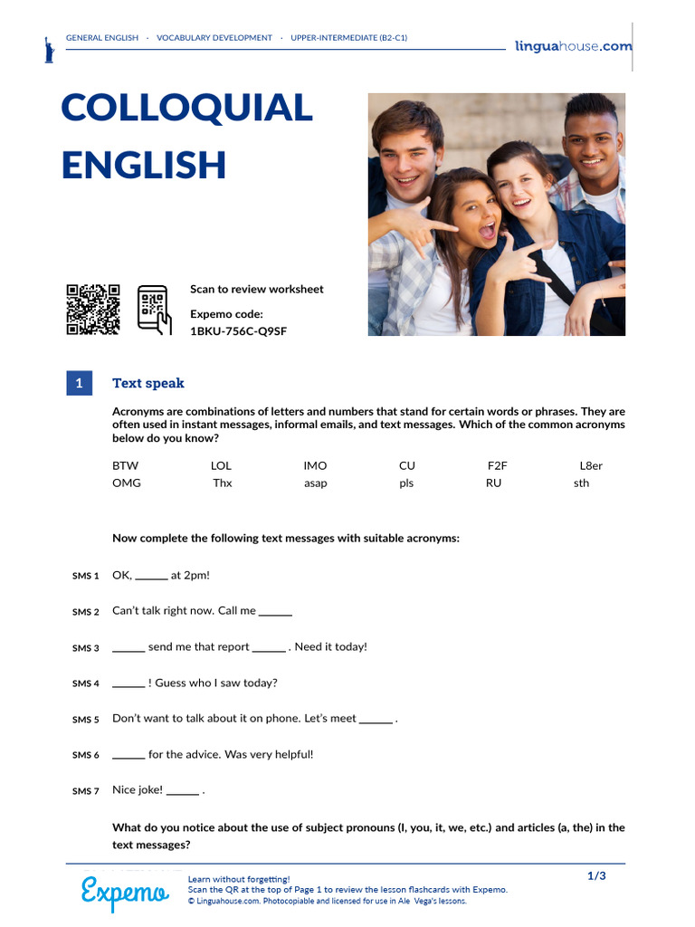 Colloquial English for Upper-Intermediate Learners | PDF | English ...