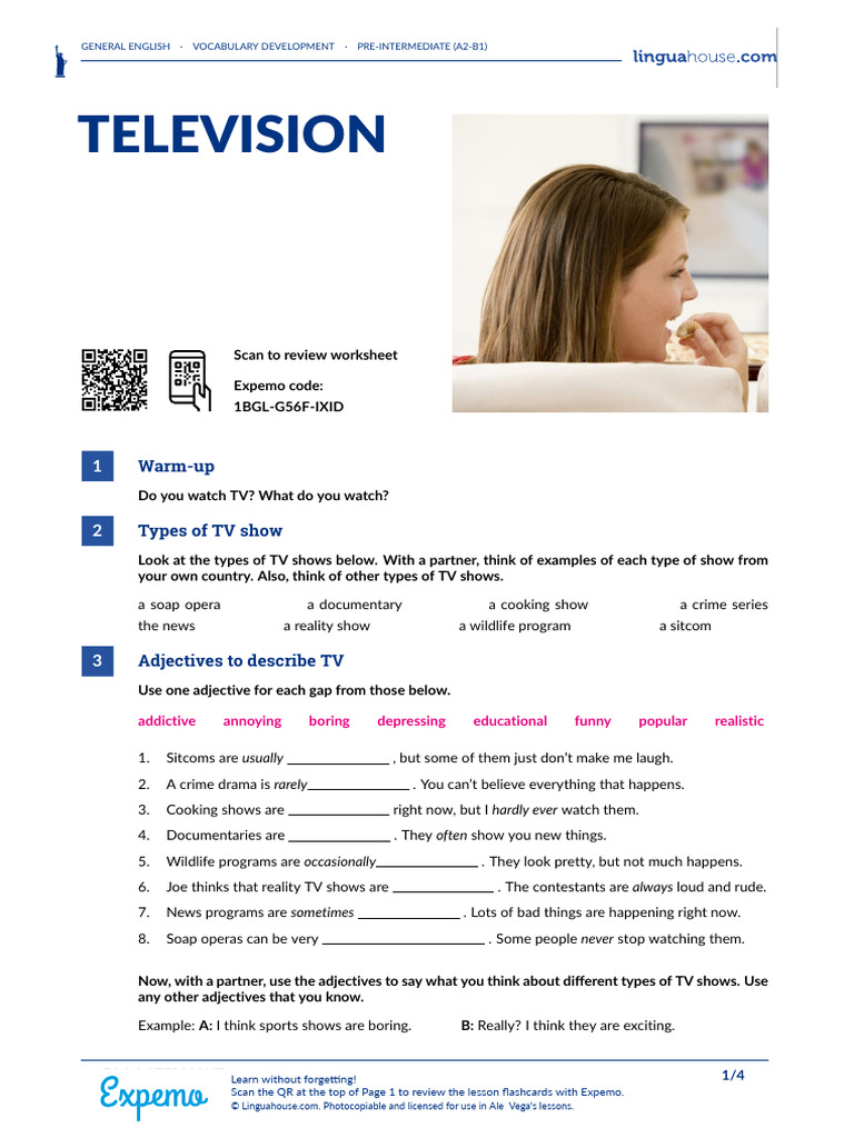 Television American English Student | PDF | Adverb | Verb