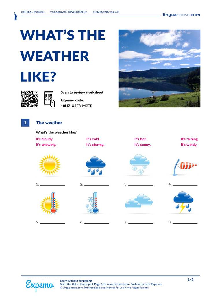 Weather Vocabulary for Beginners | PDF | Qr Code | Human Communication