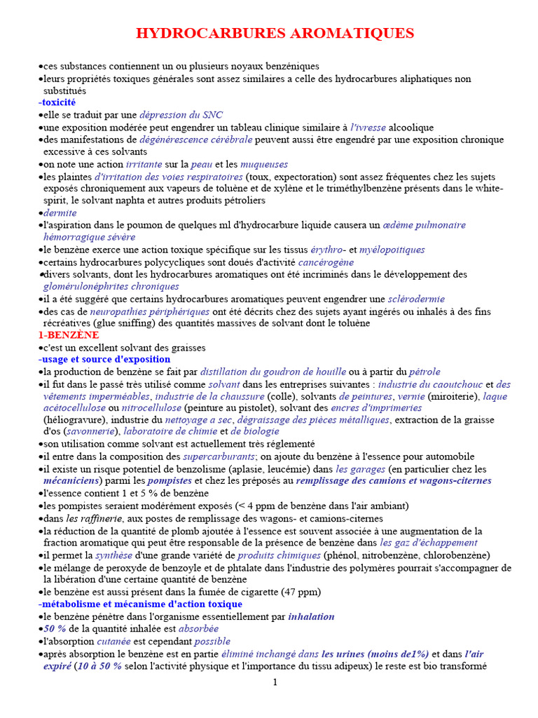 Hydrocarbures Aromatiques | PDF | Toluène | Benzène