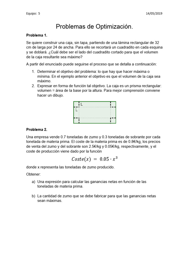 Preguntas y Problemas de Optimización | PDF | Derivado | Optimización Matemática