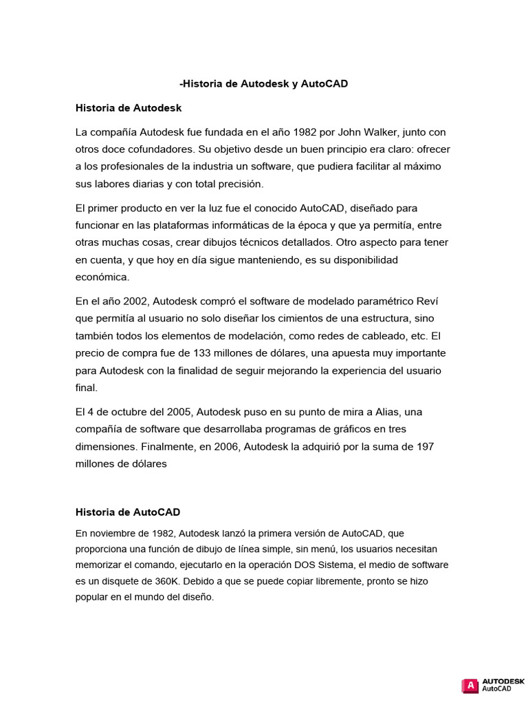 Historia y evolución de AutoCAD | PDF | Cad automático | Autodesk