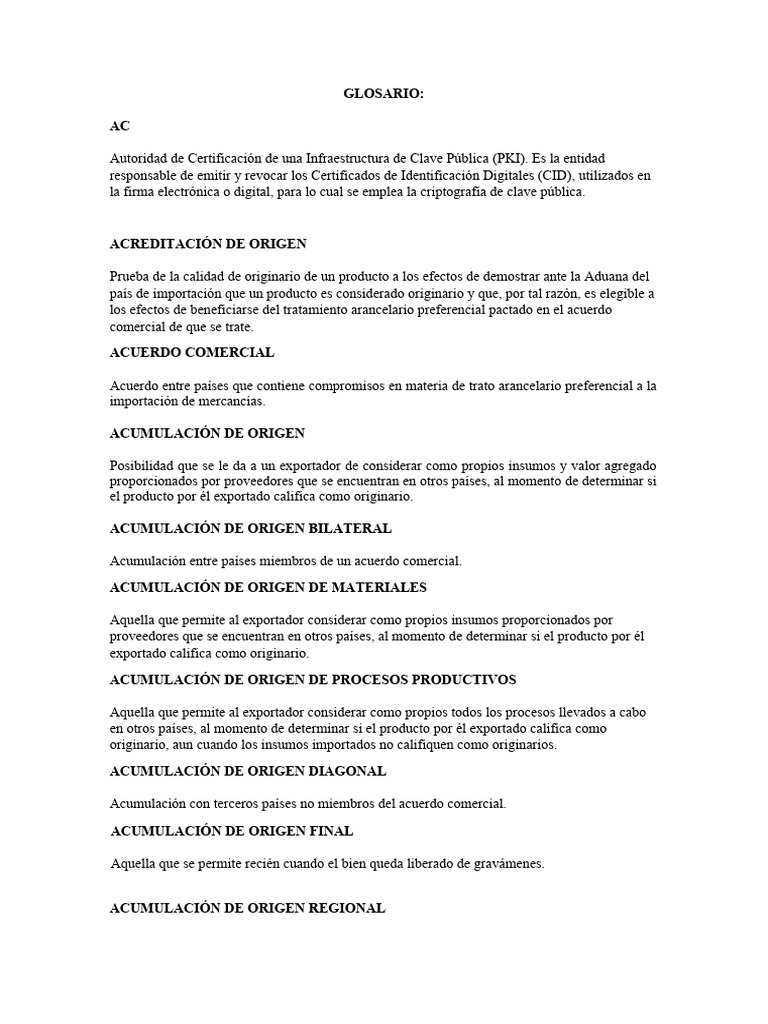 Glosario Aladi | PDF | Xml | Informática