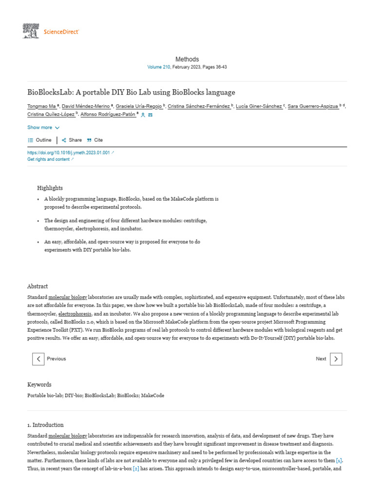 BioBlocksLab - A Portable DIY Bio Lab Using BioBlocks Language ...