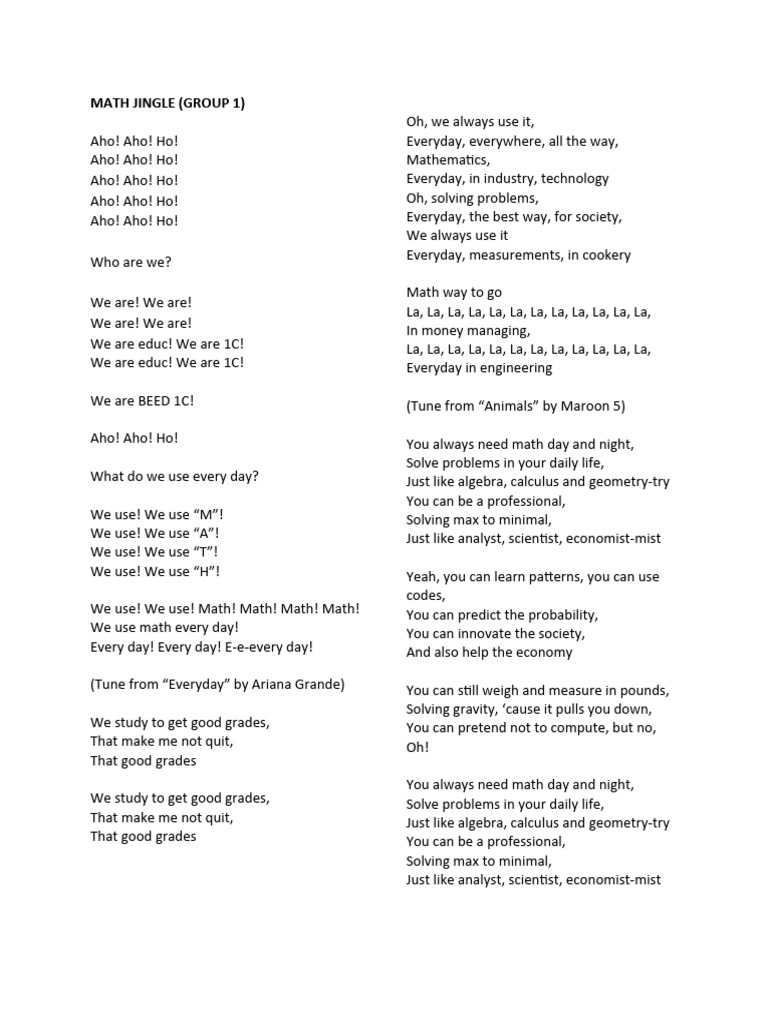 MATH-JINGLE | PDF | Mathematics | Science