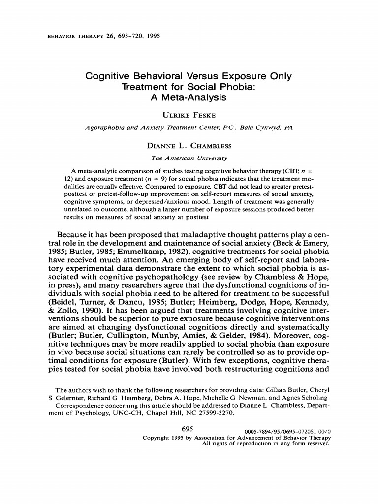 1 s2.0 S0005789405800401 Main | PDF | Cognitive Behavioral Therapy | Social Anxiety Disorder