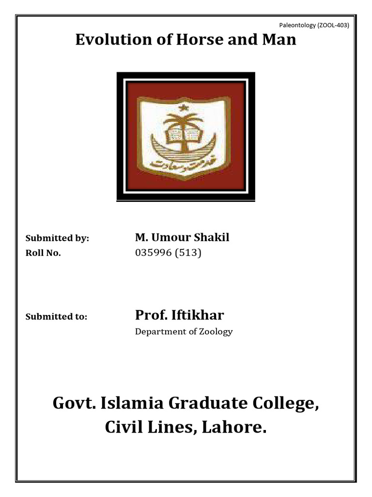 Evolution Of Horse And Man Paleontology 403 Pdf Human Evolution