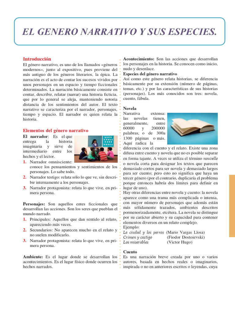 El Genero Narrativo y Sus Especies | PDF | Narración | Cuentos