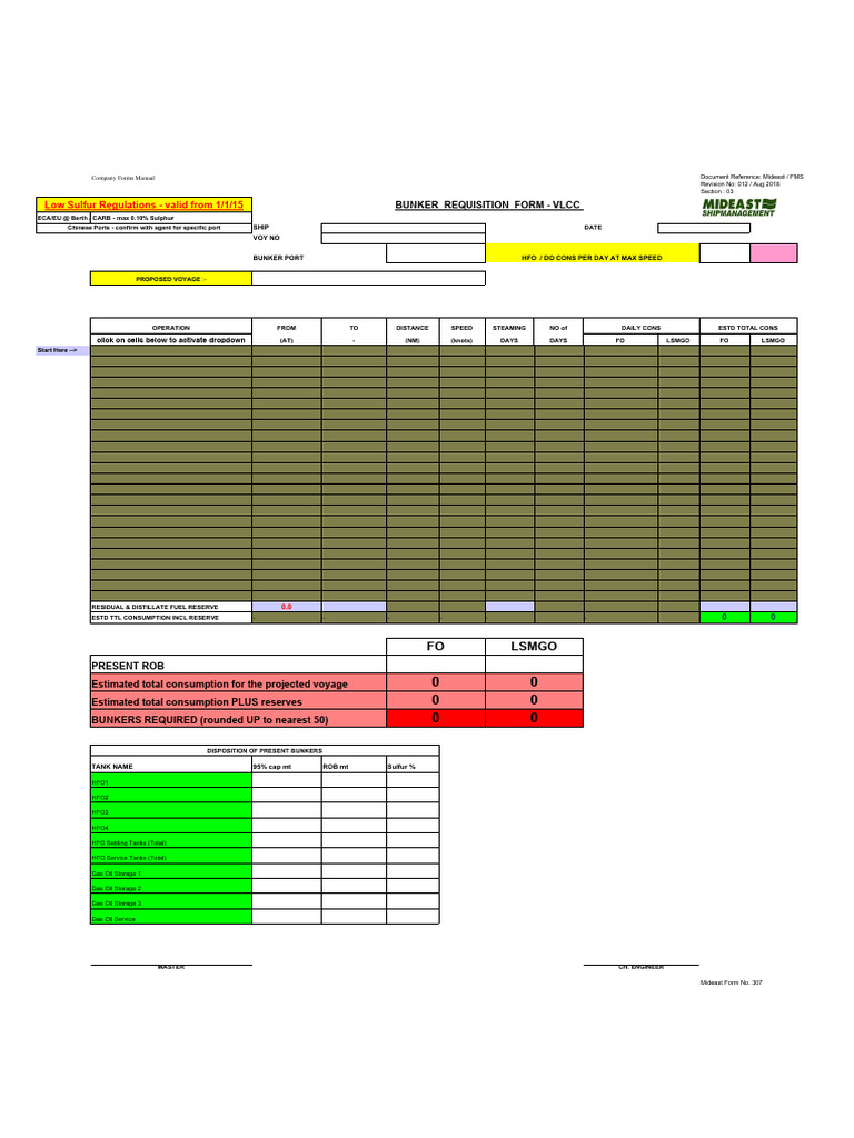 Bunker Requisition Form - VLCC1 | PDF | Fuel Oil | Fuels