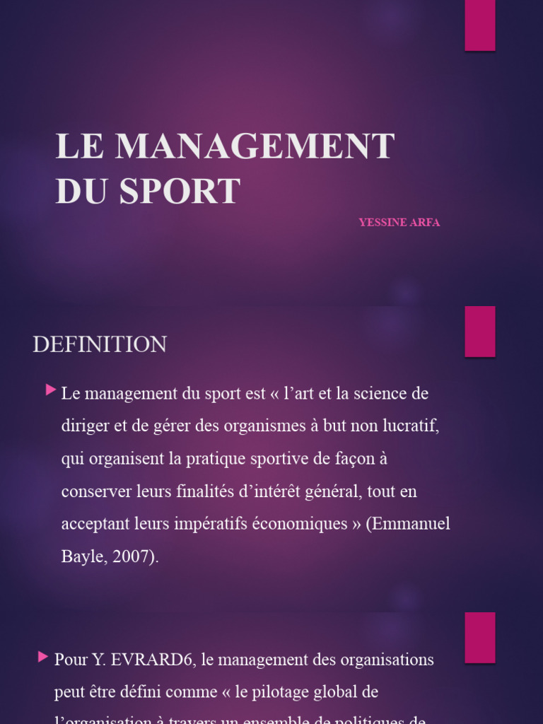 Management du Sport et Planification Stratégique | PDF | Analyse SWOT ...