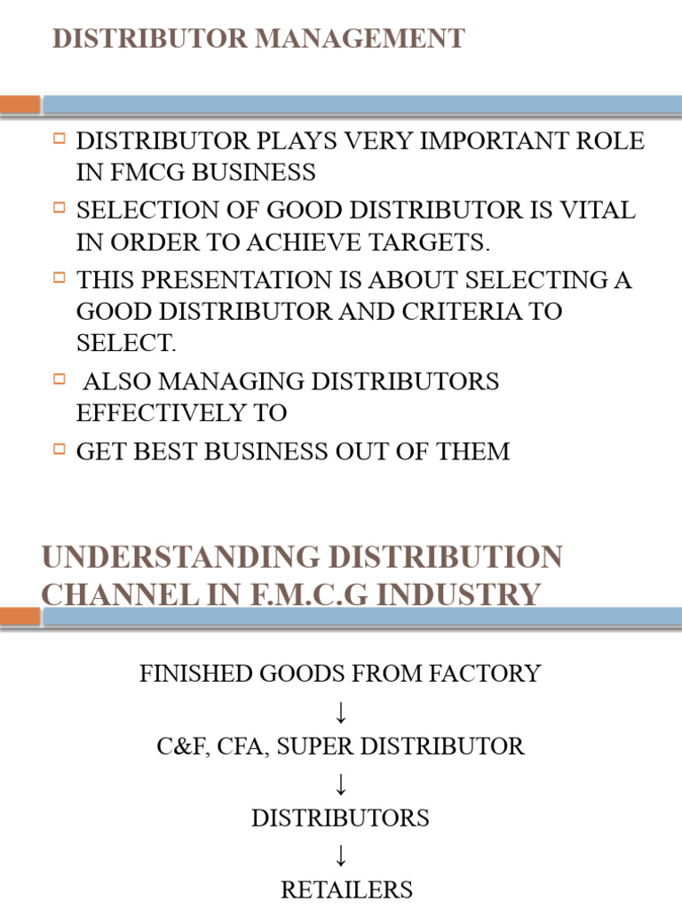 Understanding Role of Distributor and His Management in FMCG Sales ...