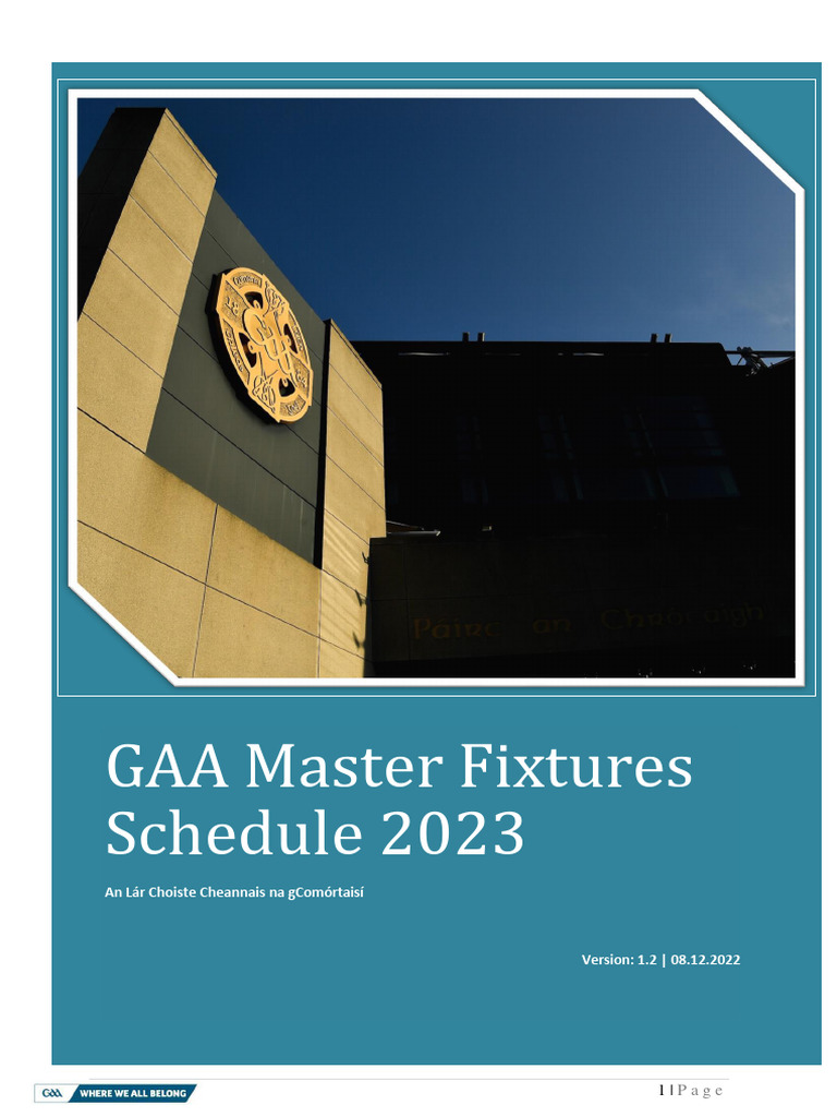 GAA Master Fixture Schedule Booklet 2023 (08122022) | PDF | Gaelic ...