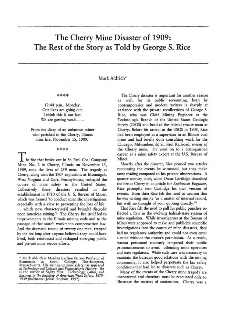 The Cherry Mine Disaster of 1909: The Rest of The Story As Told by ...