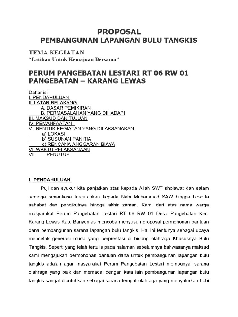 Proposal Lap Bulu Tangkis PPL | PDF