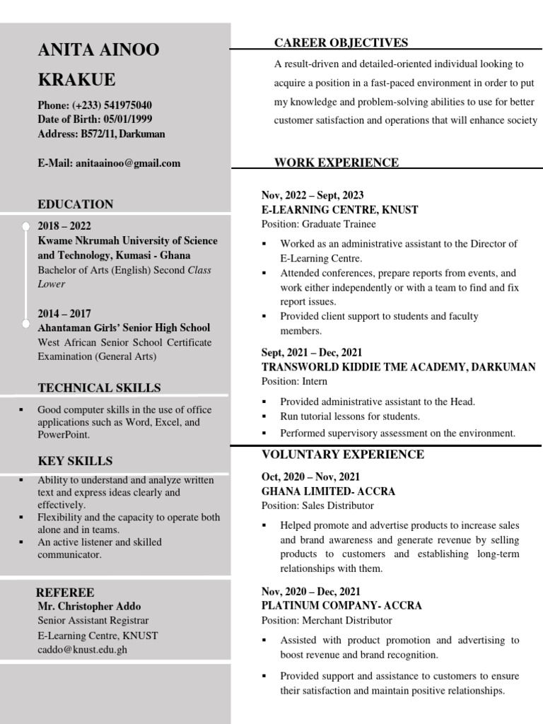 Anita Ainoo Krakue Resume | PDF | Educational Technology | Marketing