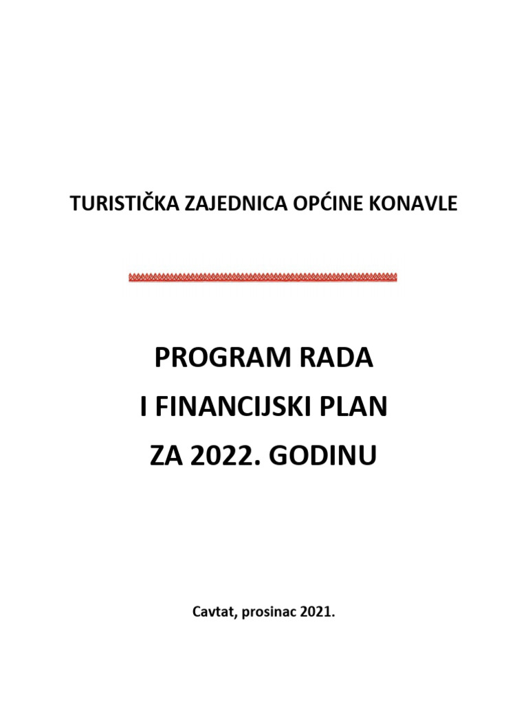 Program Rada I Financijski Plan Tzok Za 2022 | PDF
