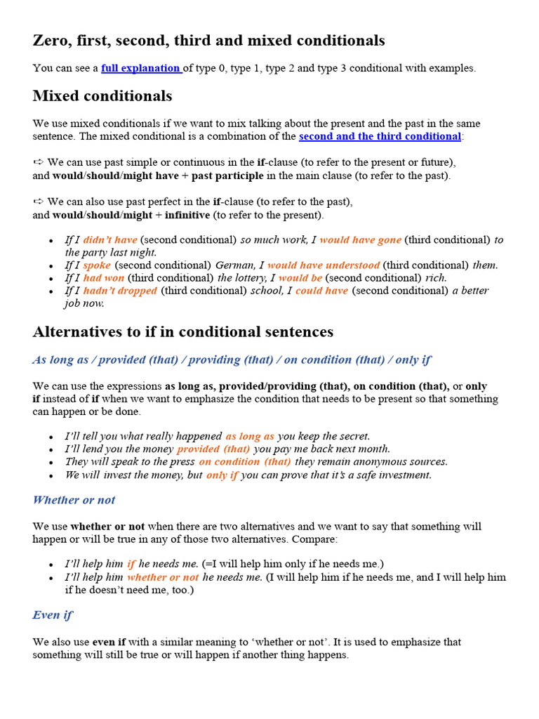 Alternatives to 'If' in Conditionals | PDF | Grammar | Linguistics