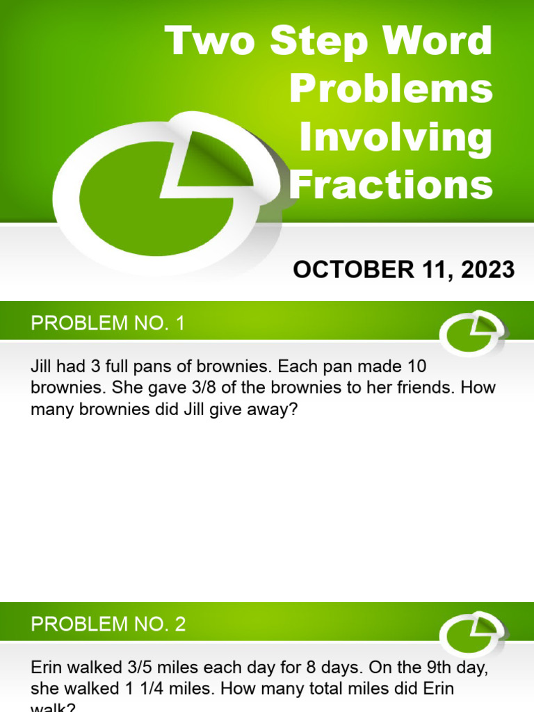 Two Step Word Problems Involving Fractions | PDF