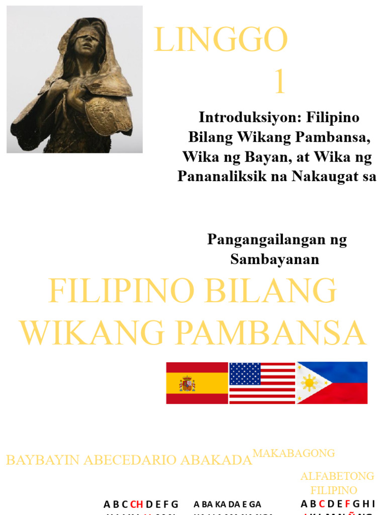 YUNIT 1 - Filipino Bilang Wikang Pambansa, Wika ng Bayan, at Wika ng Pananaliksik | PDF