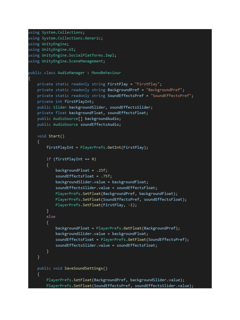 Unity AudioManager Script Guide | PDF | Computers | Technology ...