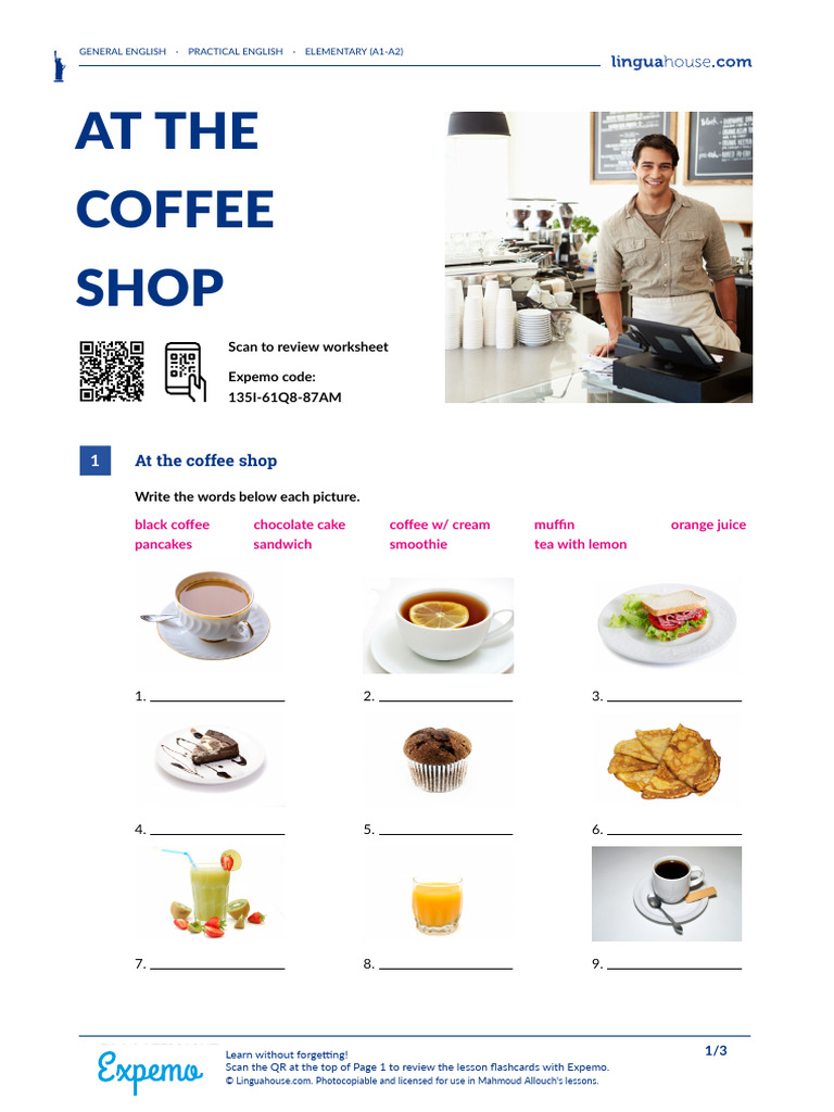 At The Coffee Shop American English Teacher Ver2 1 3 | PDF | Food And Drink Preparation | Food ...