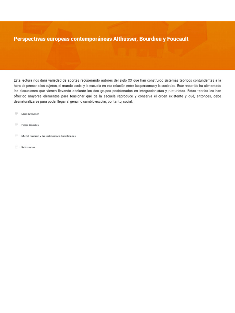 Perspectivas europeas contemporáneas Althusser, Bourdieu y Foucault | PDF | Louis Althusser ...