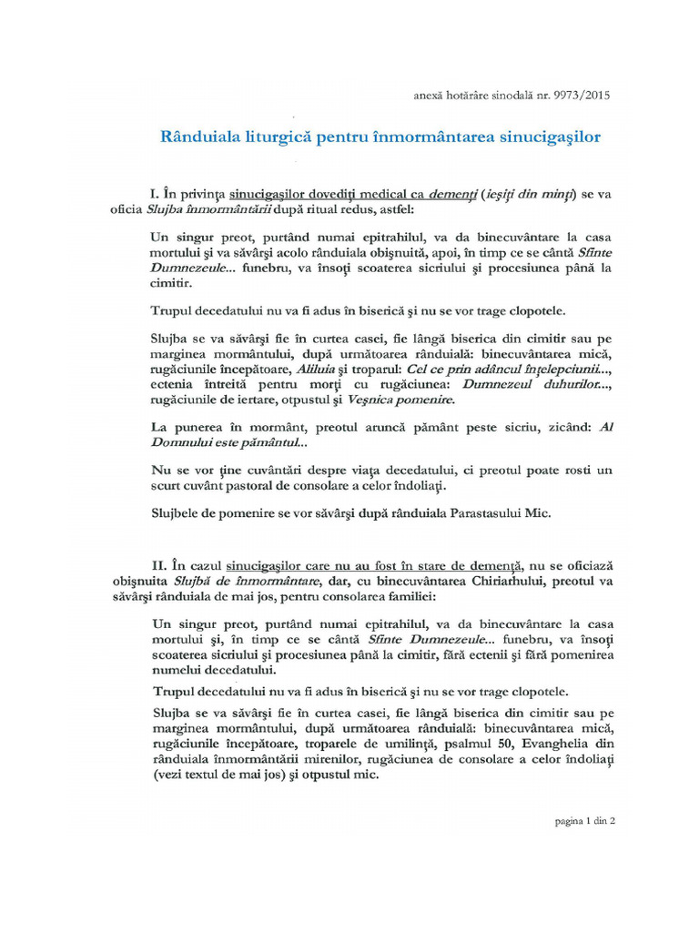 Randuiala Inmormantarii Sinucigasilor | PDF