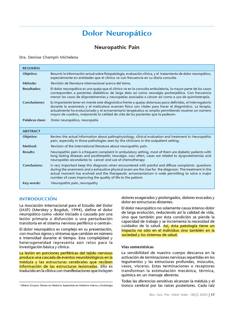 Tratamiento y Fisiopatología del Dolor Neuropático | PDF | Dolor | Nervio