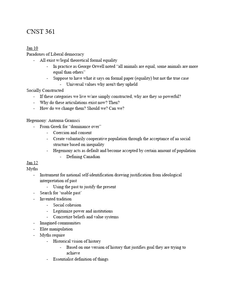 CNST 361 Notes | PDF | Power (Social And Political) | Justice
