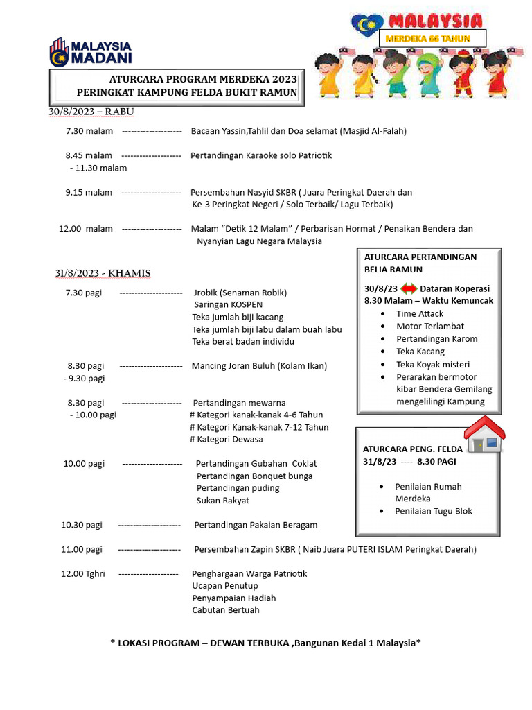 Aturcara Program Sambutan Merdeka 2023-1 | PDF