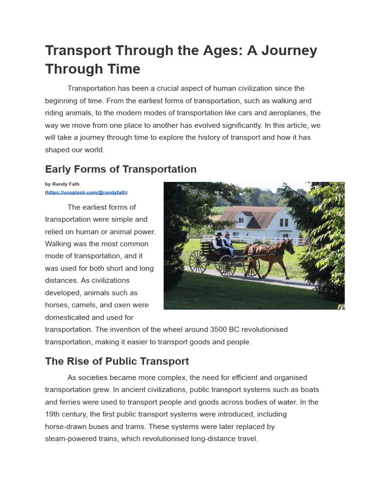 Transport Through The Ages - A Journey Through Time | PDF | Transport ...