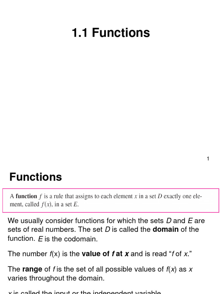 1.1 Functions | PDF | Function (Mathematics) | Analysis