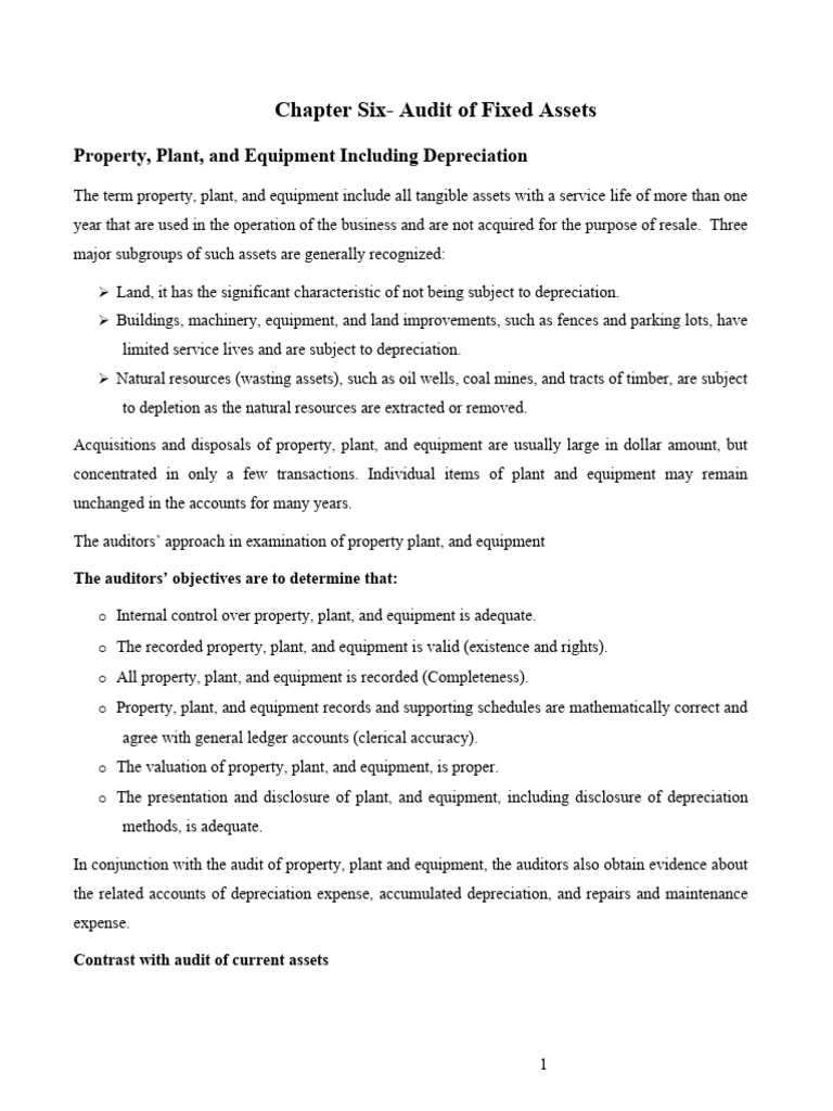 Chapter 6 - Audit of Fixed Assets | PDF | Depreciation | Audit