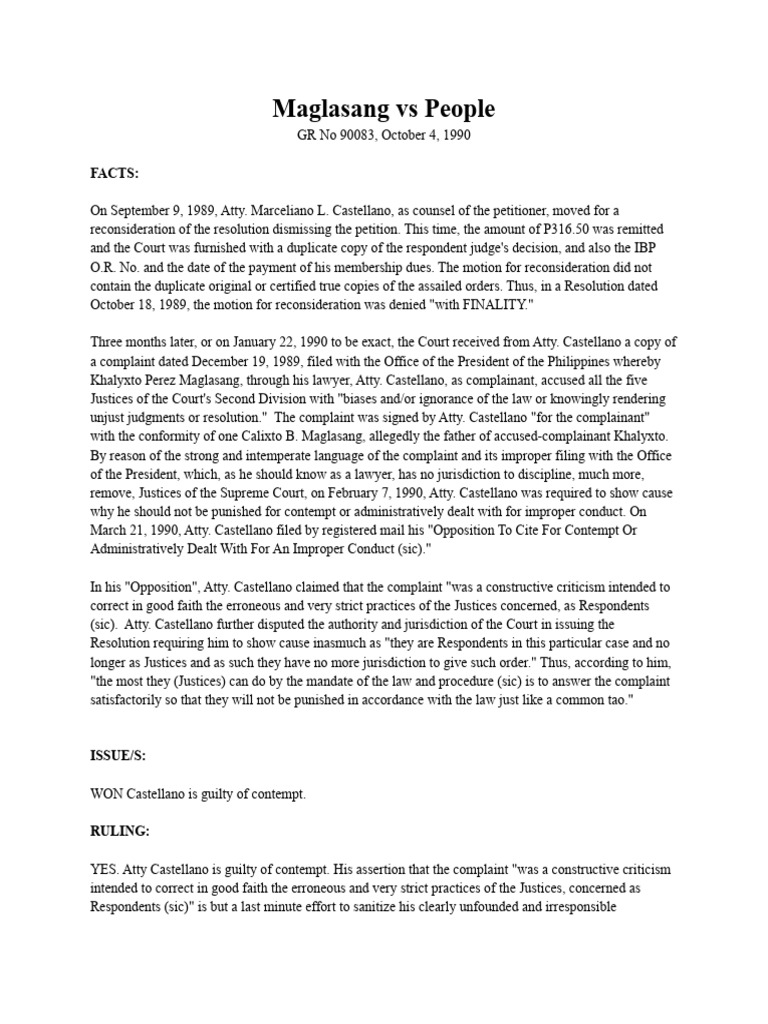 Maglasang Vs People | PDF | Complaint | Contempt Of Court