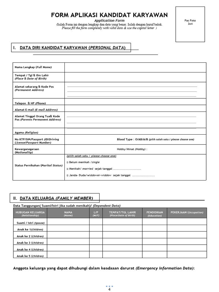 Form Karyawan Baru | PDF