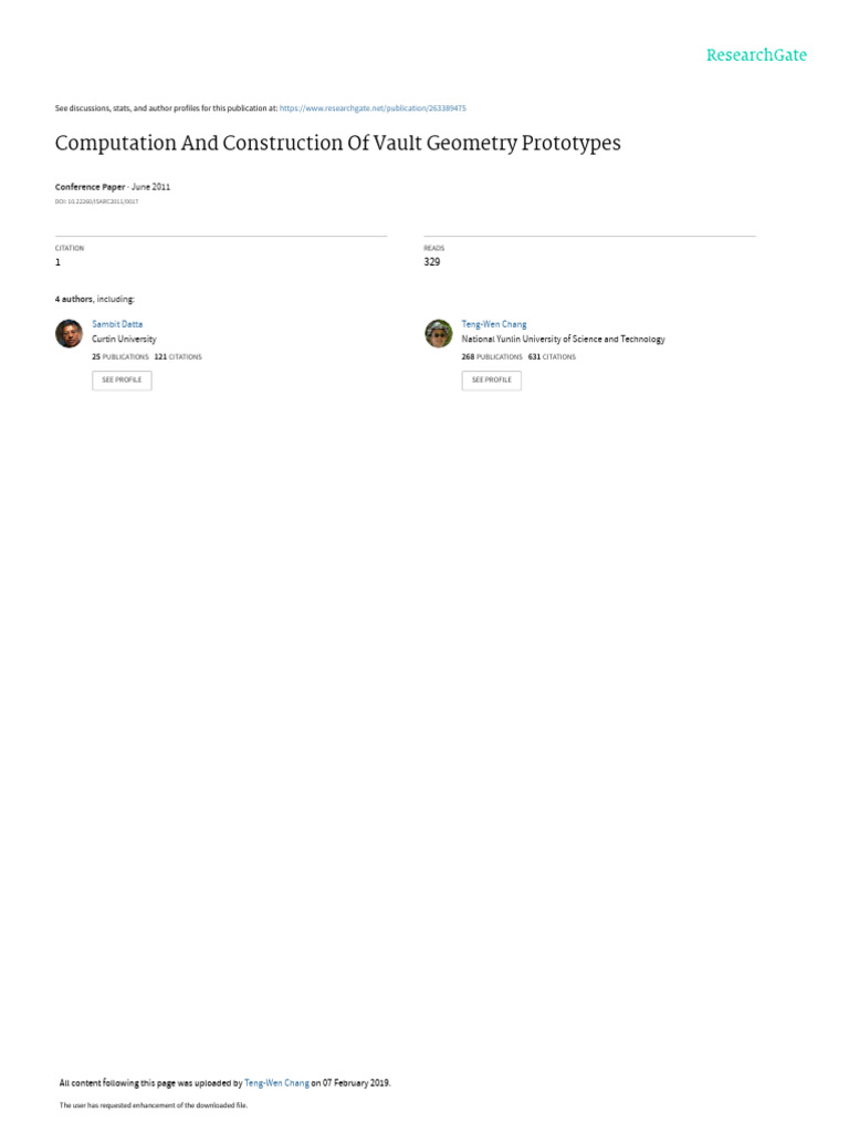 Computation and Construction of Vault Geometry Prototypes | PDF ...