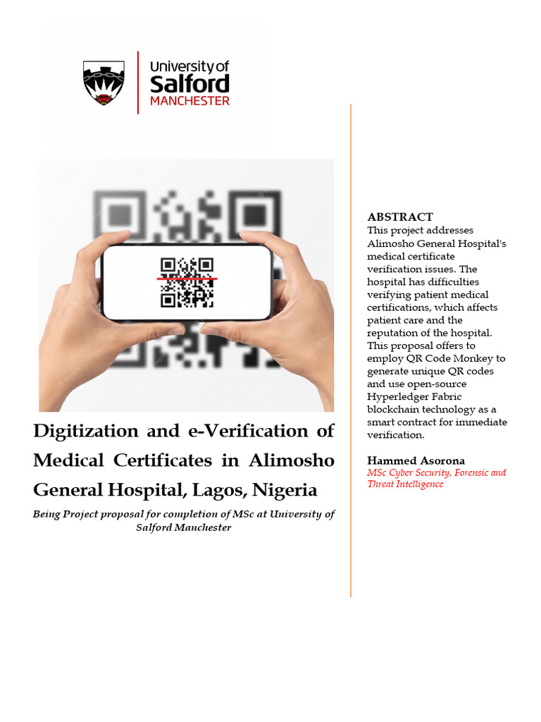 Hammed Asorona Proposal Updated | PDF | Qr Code | Hospital
