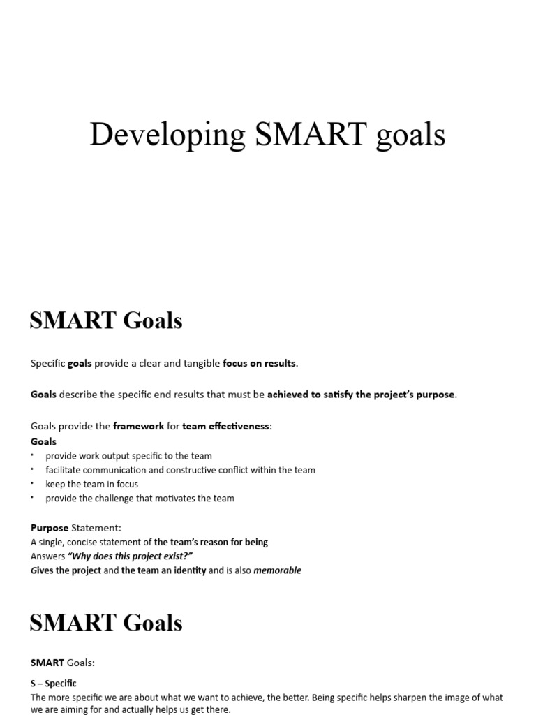 Developing SMART Goals | PDF | Goal | Behavioural Sciences