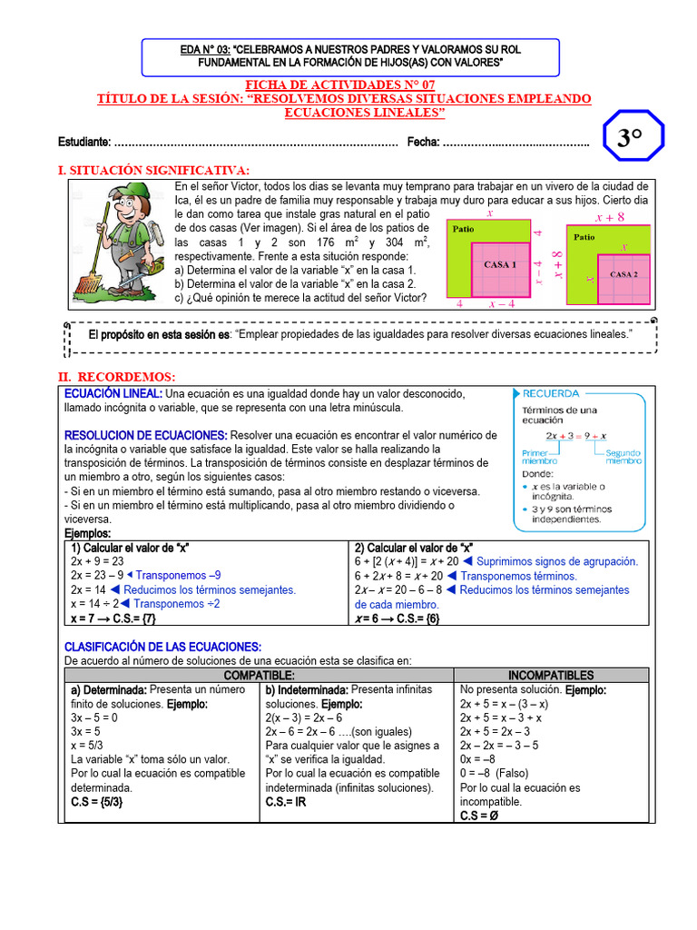 Solucion Ficha 7 - 3ero - Eda3 | PDF | Ecuaciones | Matemáticas